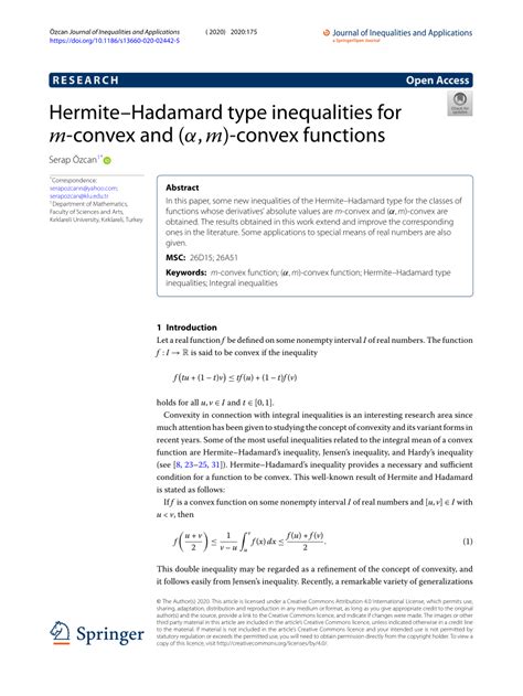 Pdf Hermitehadamard Type Inequalities For M Convex And Alpha M