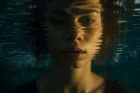 Distorted Portrait Of Female Reflection Premium Ai Generated Image