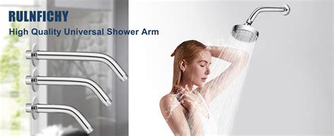 Shower Pipe Arm With Flange Wall Mount Replacement Angle Shower Head Extension Arm For Fixed