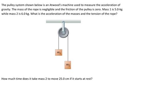 Solved The Pulley System Shown Below Is An Atwoods Machine