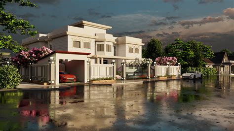 Chic Classicism 3d Visualization Of A Classic Villa Behance