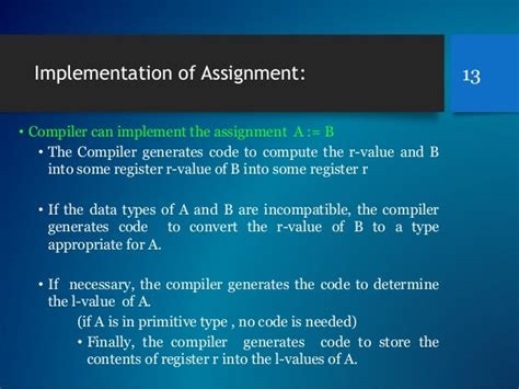 Compiler Programming Language Assignments And Statements
