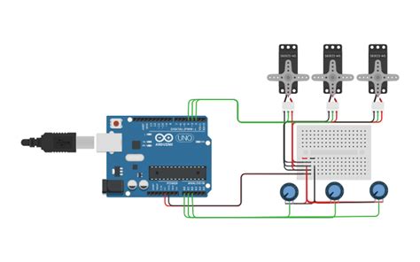 Circuit Design Servo Motor Controlled With Potentiometer Tinkercad