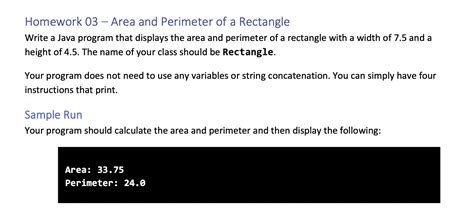 Solved Homework Area And Perimeter Of A Rectangle Write Chegg