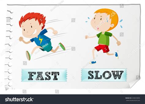 Opposite Adjectives Fast Slow Illustration Stock Vector 349818995