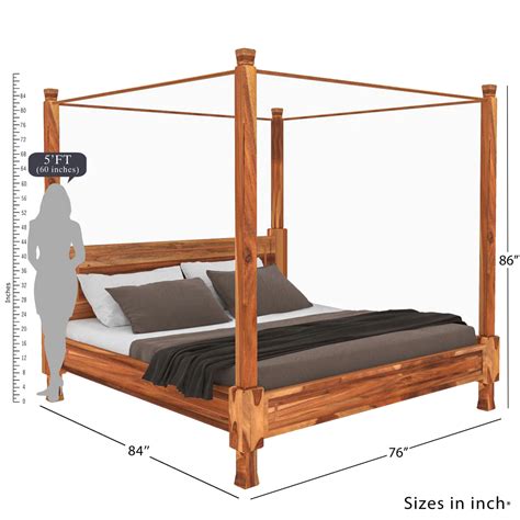 Classic Heritage Look Long Pillar Roof Wooden Vintage Bed