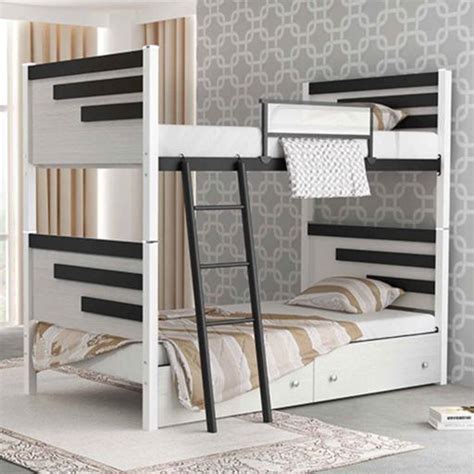 خرید و قیمت تخت خواب دو طبقه پسرانه اسپرت مدل رادو با کشو بدون تشک