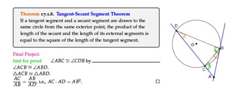 Solved Theorem 1718 Tangent Secant Segment Theorem If A
