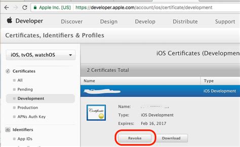 Ios Delete Developer Certificate From Apple Developer Portal Stack