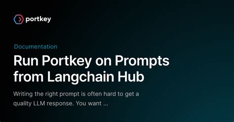 Run Portkey On Prompts From Langchain Hub Portkey Docs