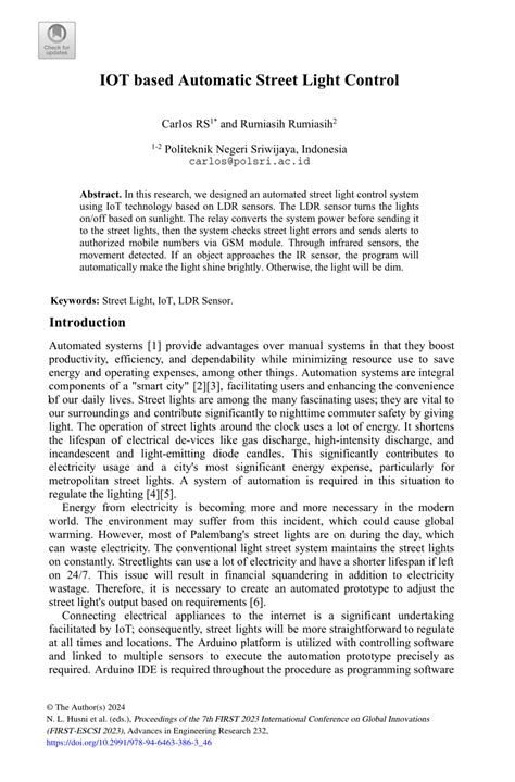 Pdf Iot Based Automatic Street Light Control