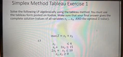 Solved Solve The Following Lp Algebraically Using The