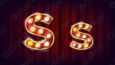 S Letter Vector Capital Lowercase Font Marquee Light Sign Retro