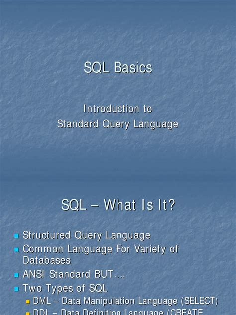 Sql Basics Pdf