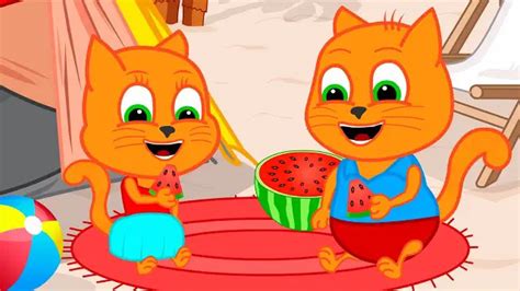 کارتون خانواده گربه با داستان پیک نیک میوه
