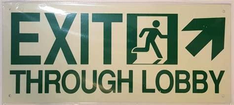 EXIT THROUGH LOBBY SIGN ALUMINUM PHOTOLUMINESCENT SIGN HPD SIGNS THE OFFICIAL STORE