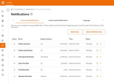 notification templates event settings streamboxy service portal