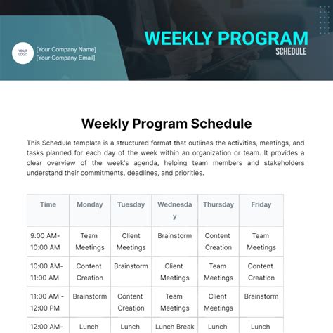 Free Schedule Program Templates Editable And Printable