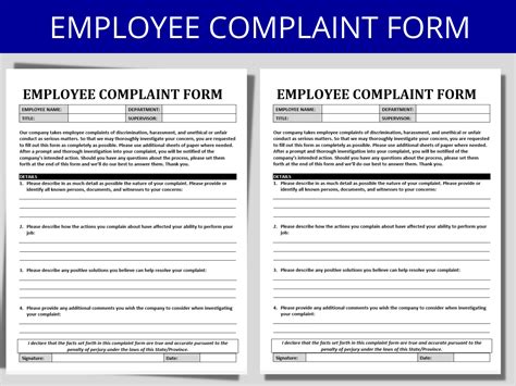 Formulario De Quejas De Empleados Documento De Word Editable En Ms