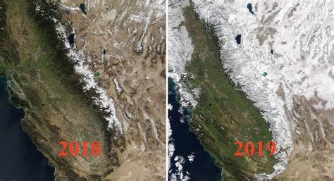 Nasas Hi Res Images Show Californias 2018 Snowpack Vs The 2019