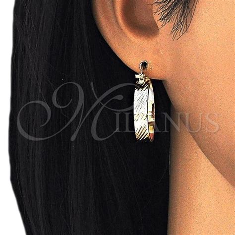 Oro Laminado Medium Hoop Gold Filled Style Diamond Cutting Finish