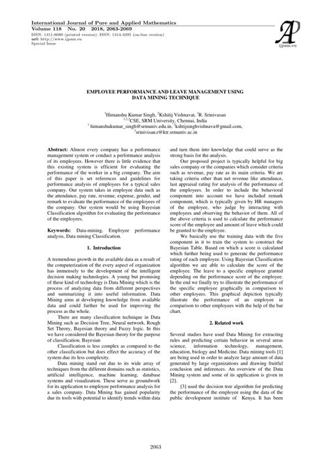 Pdf Employee Performance And Leave Management Using Data Mining Technique