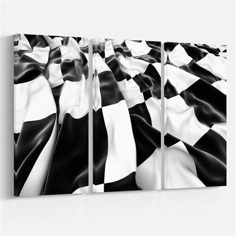 Designart 3d Checkered Flag Abstract Canvas Art Print 36x28 3