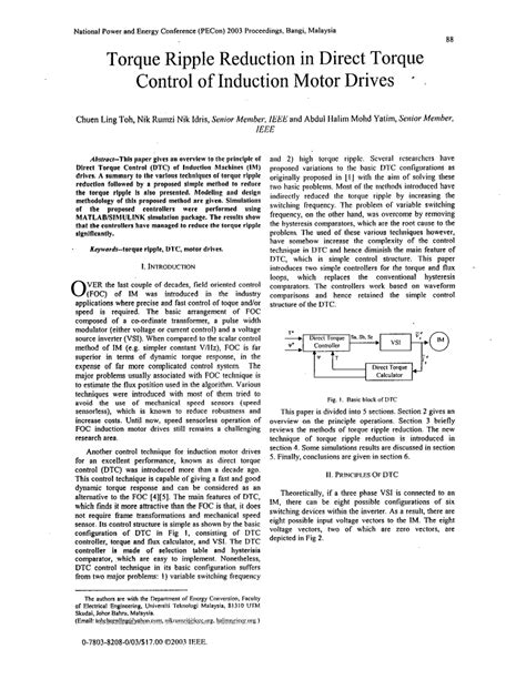 Pdf Torque Ripple Reduction In Direct Torque Control Of Induction
