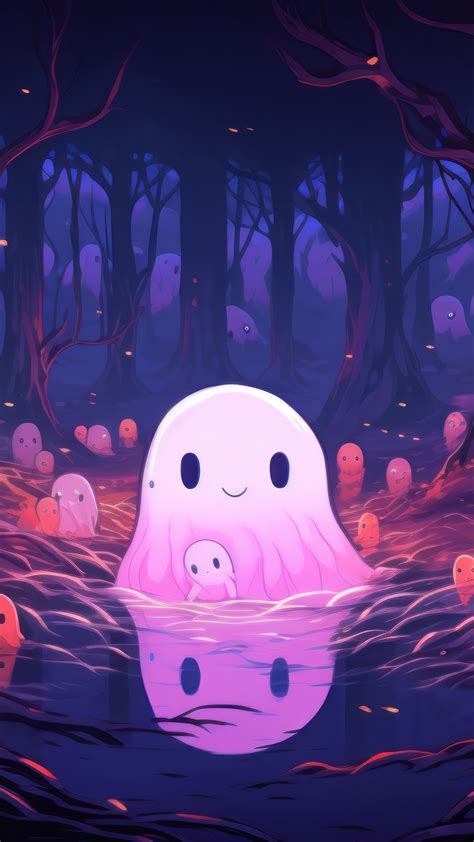 Cute Ghost Forest Halloween 4K 3441m Wallpaper PC Desktop