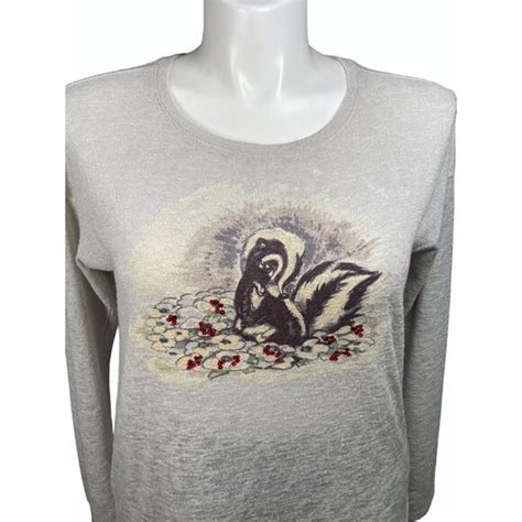 Disney Catalog Sweaters Lauren Conrad Medium Disney Flower The Skunk Bambi Sketch Soft Long