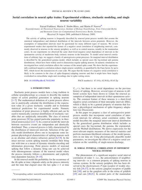 Pdf Serial Correlation In Neural Spike Trains Experimental Evidence