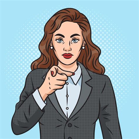 Business Woman Pointing With Index Finger Vector Stock Vector Illustration Of Modern Fashion