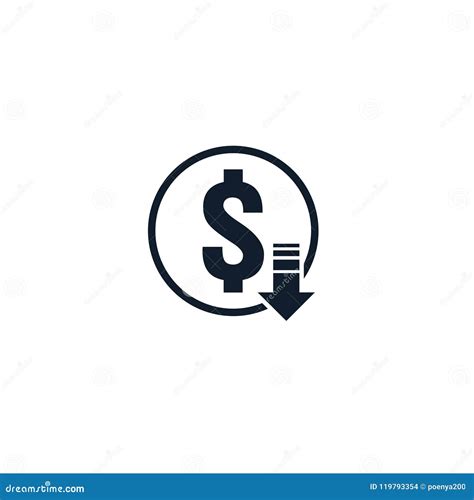 Dollar Decrease Icon Money Symbol With Arrow Stretching Rising Drop