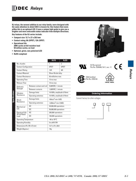 Idec Rj2s Cl D24 Datasheet Pdf Relay Alternating Current