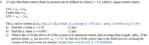 Solved 25 Pts Shewhart Control Charts In General Can Be