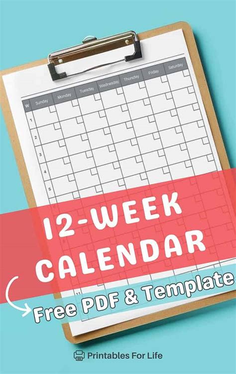 Free 12 Week Calendar Printable Pdf