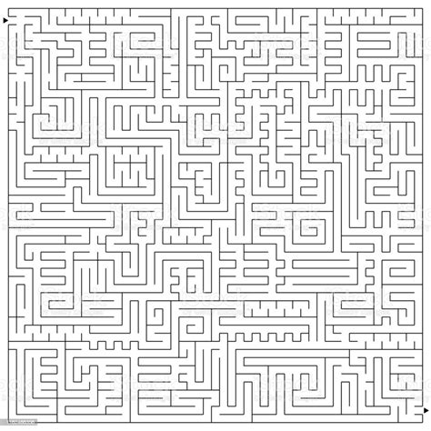 추상 사각형 복잡한 고립 미로 흰색 배경에 검은 색입니다 어린이와 성인을위한 흥미롭고 유용한 게임 간단한 플랫 벡터 그림입니다