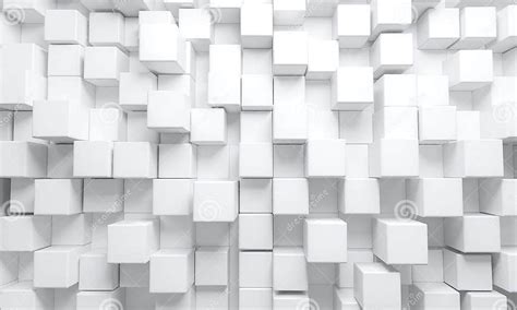Random Shifted White Cube Boxes Block Background Wallpaper Stock