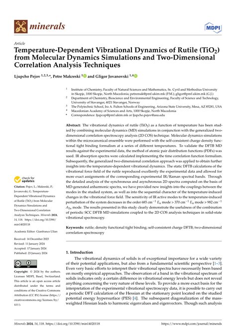 Pdf Temperature Dependent Vibrational Dynamics Of Rutile Tio2 From Molecular Dynamics