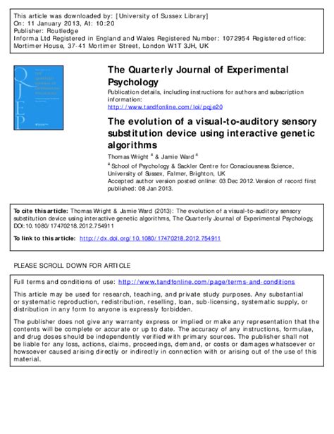 Pdf The Evolution Of A Visual To Auditory Sensory Substitution Device Using Interactive