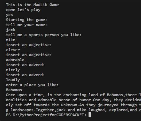 Madlib Game In Python Akashs