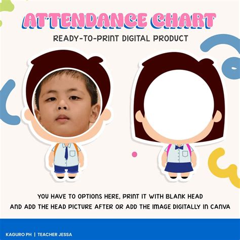 Attendance Chart School Concept Digital Downloadable Product Kaguro Ph