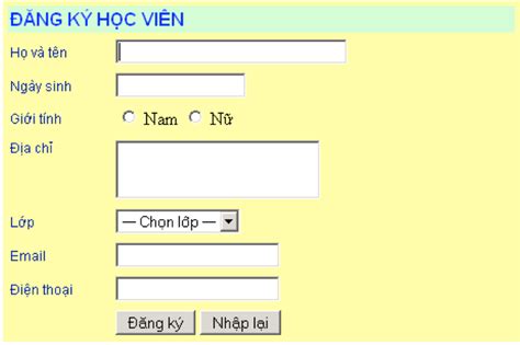 Tạo form đăng ký