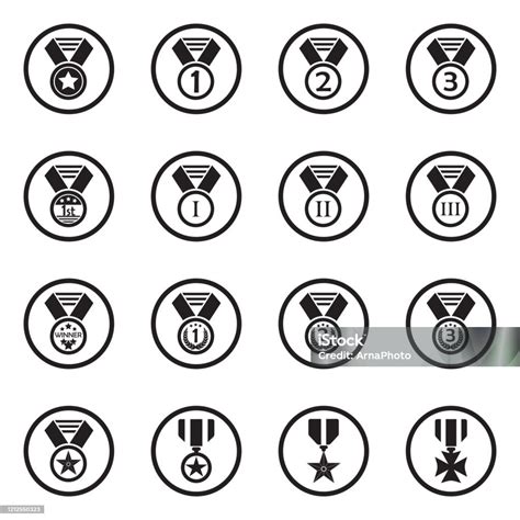 메달 아이콘 원에서 검은 색 플랫 디자인입니다 벡터 일러스트레이션 1에 대한 스톡 벡터 아트 및 기타 이미지 1 1위 2 위 상 종류 Istock