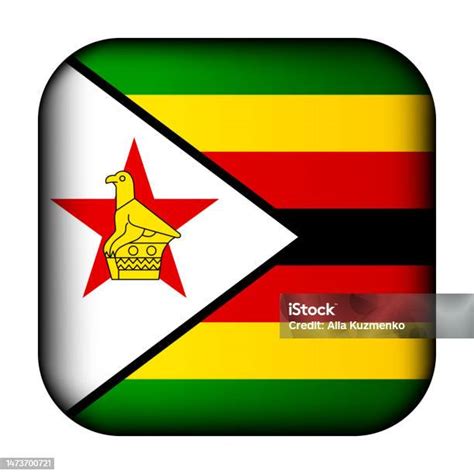 짐바브웨의 국기와 유리 빛 공입니다 둥근 구 템플릿 아이콘입니다 국가 상징입니다 광택 있는 현실적인 공 흰색 배경에 강조 표시된 3d 추상 벡터 그림 큰 거품 공단에 대한