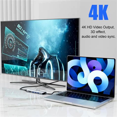 Totu Usb C Hub 6 In 1 Docking Station Usb C Multiport Adapter