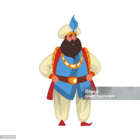 오래 된 현명한 술탄 동양 아라비아 동화 만화 캐릭터 벡터 일러스트 남자에 대한 스톡 벡터 아트 및 기타 이미지 남자 동쪽 동화 Istock