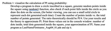 Solved Problem Visualize The Calculation Of PI Using Chegg Com