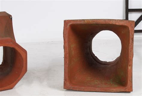 A Pair Of Victorian Red Clay Terrocotta Chimney Pots Garden Planters
