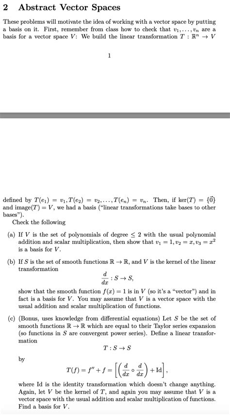 2 abstract vector spaces these problems will motivate